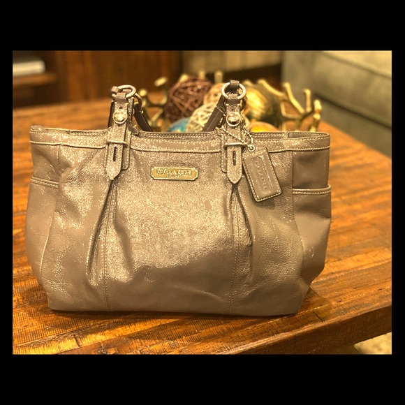 Coach | Bags | Coach Grey Patent Leather Handbag | Poshmark